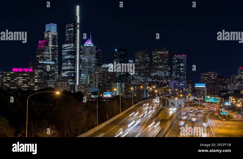 Philadelphia skyline night urban architecture Stock Videos & Footage ...