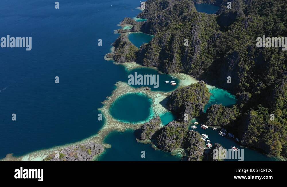 Coral Reefs and Lagoon on Beaches of Philippines Coron Island Aerial ...