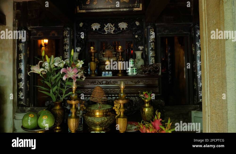 Alter In Vietnamese Temple, Static Shot Stock Video Footage - Alamy