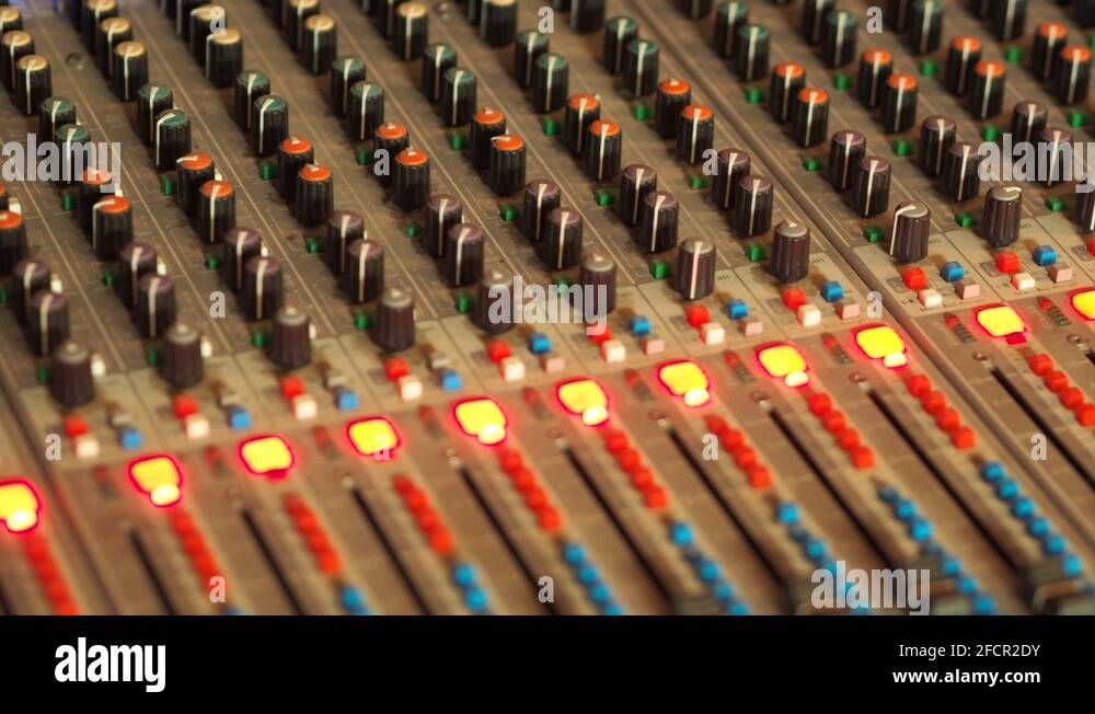 Professional Audio Mixing Console, Mixer. Pro audio mixing board faders ...