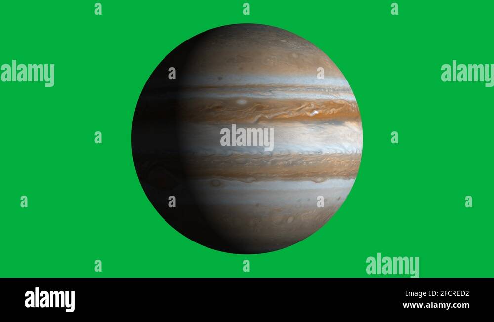 Jupiter planet rotating animation on a chroma key screen, digital shot ...