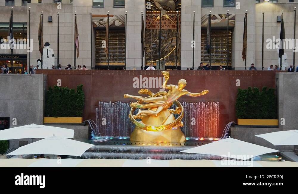 Golden prometheus statue at rockefeller center Stock Videos & Footage ...