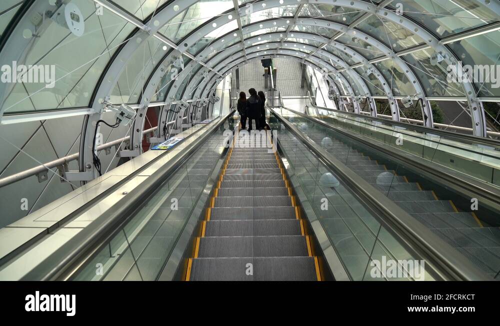 Tokyo-Japan, circa : beautiful escalator in odaiba, Japan Stock Video ...