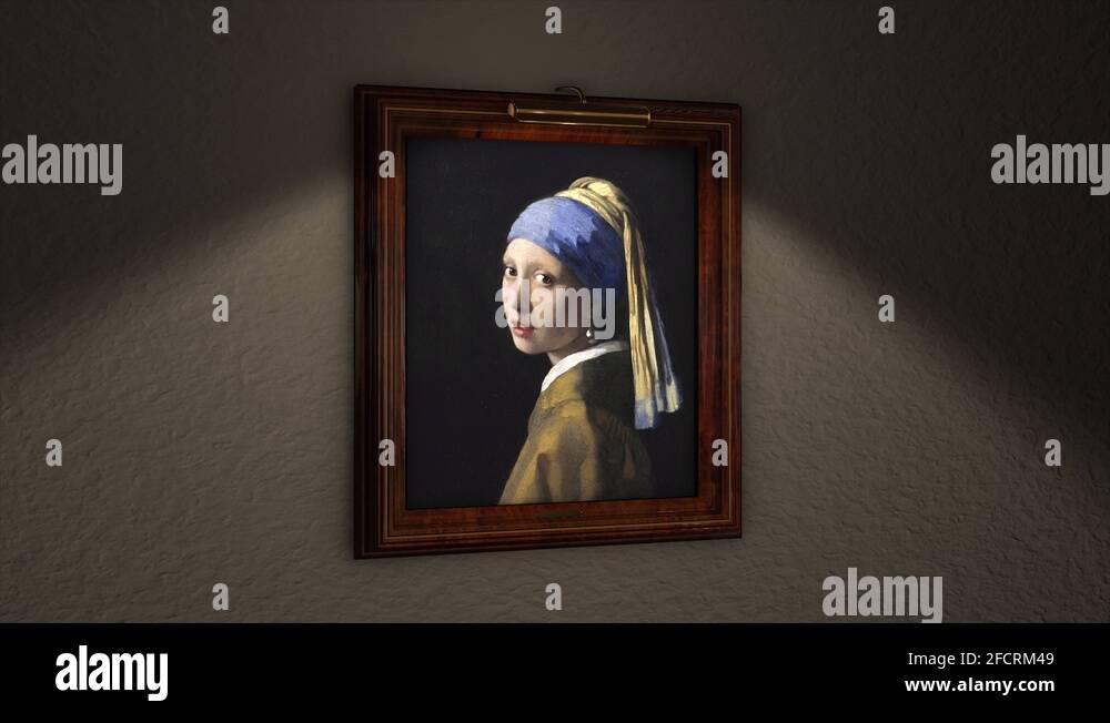 Girl with a Pearl Earring painting by Johannes Vermeer, camera changing ...