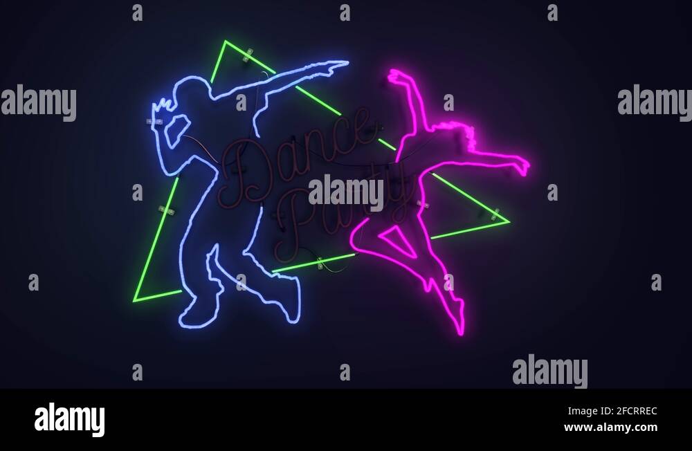 Realistic render of a vivid and vibrant flashing animated neon sign ...