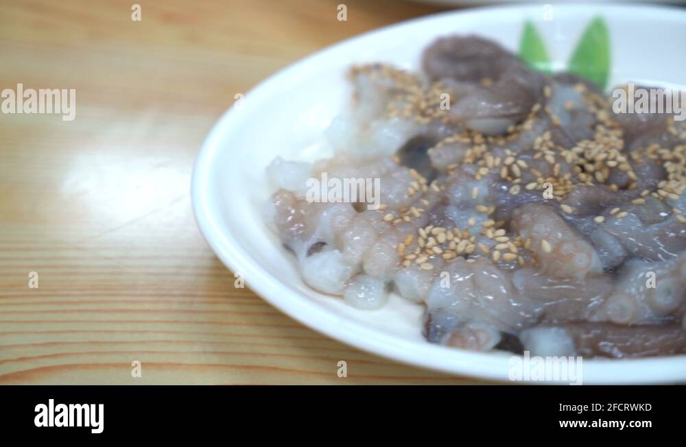 sannakji - fresh octopus with sesame ,korea food style Stock Video ...
