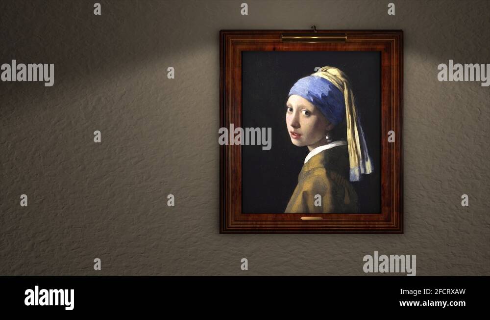 Girl with a Pearl Earring by Johannes Vermeer, camera pan left to right ...