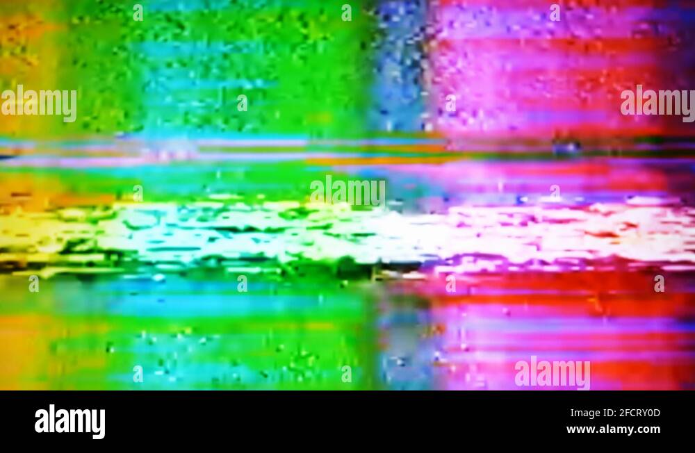 Lost signal VHS glitches and static noise color background with light ...