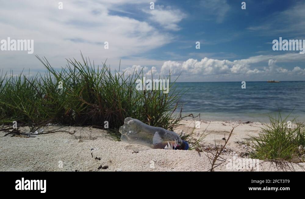 Ocean pollution and litter on a tropical beach. Environmental ...