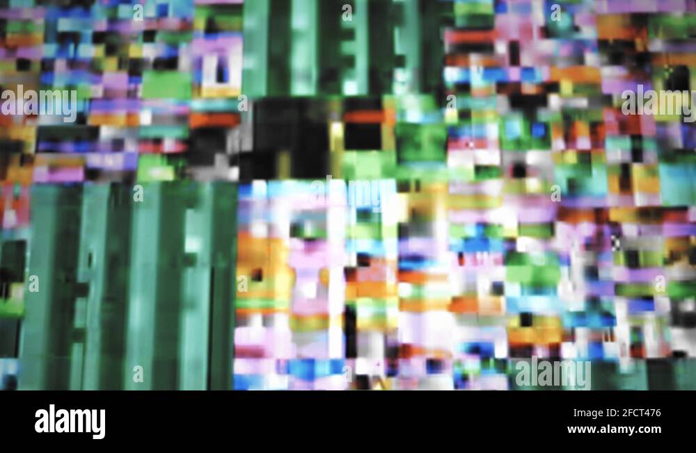 Lost signal VHS glitches and static noise color background with light ...