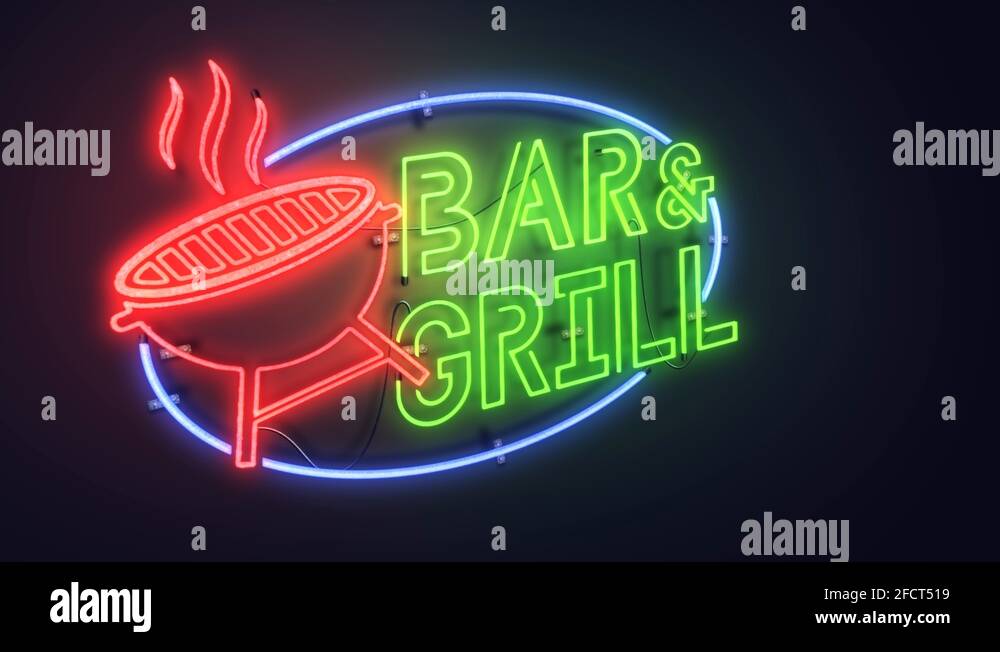 Realistic render of a vivid and vibrant animated neon sign, with the ...
