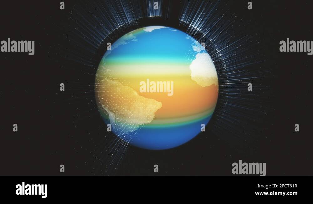 3D Earth showing climate change in effect with a thermometer of global ...