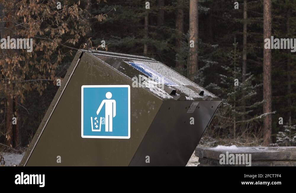 Throwing away trash into bin on nature trail 4k Stock Video Footage - Alamy