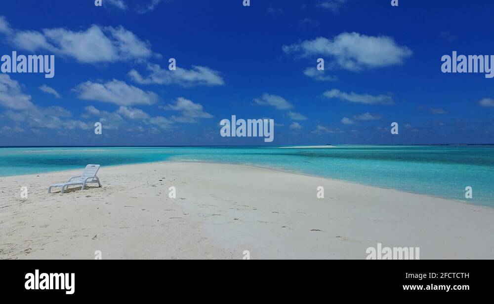 The Clean White Sand with a Beach Plastic Chair background with Green ...