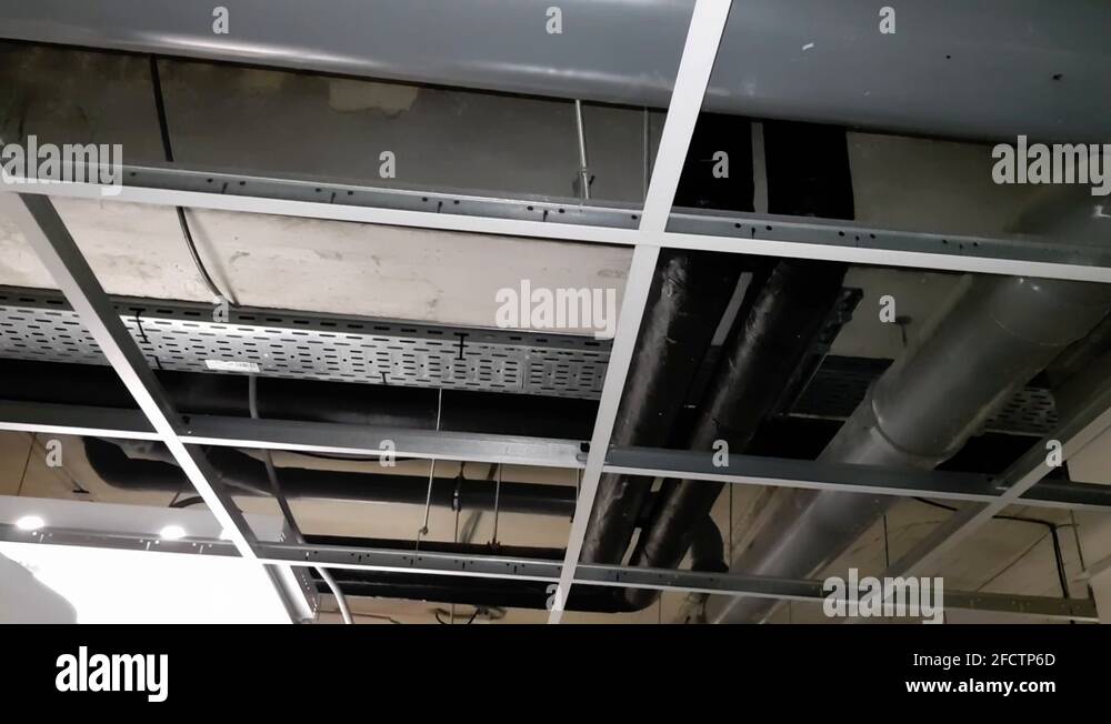 Sewer pipes system in ceiling of building Stock Video Footage - Alamy