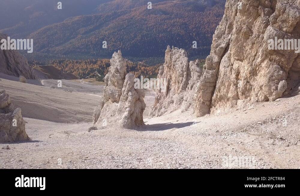 Drone aerial video to the special pinnacles of the famous dolomite ...