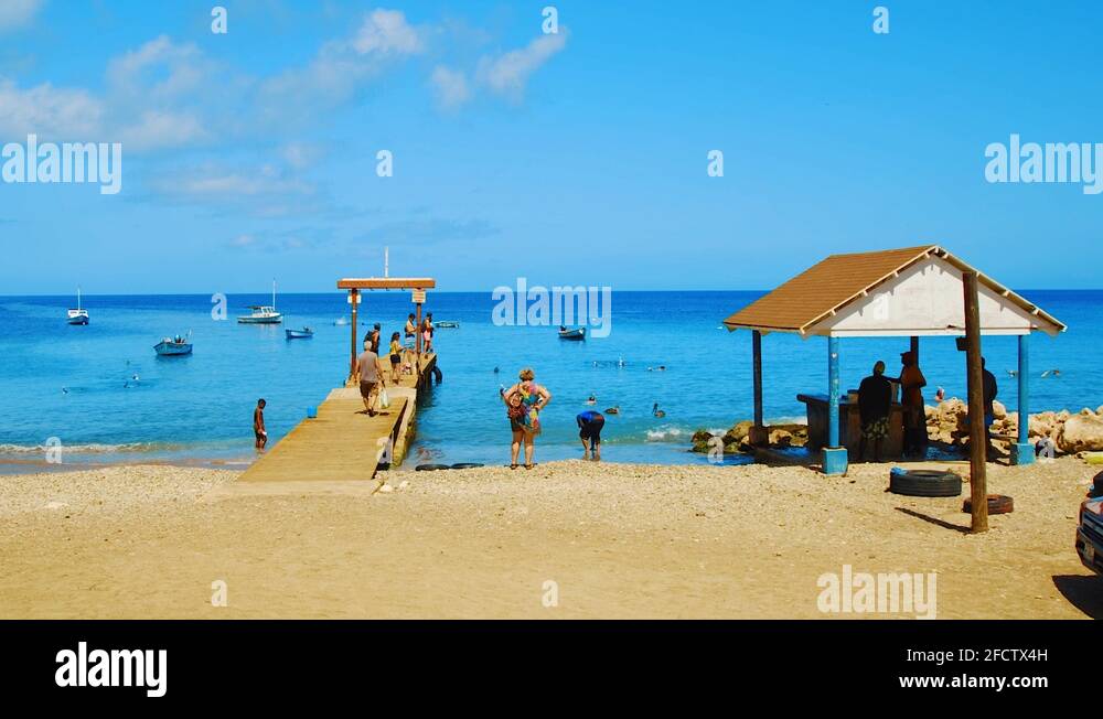 Playa Piskado beach and jetty, Curacao Stock Video Footage - Alamy