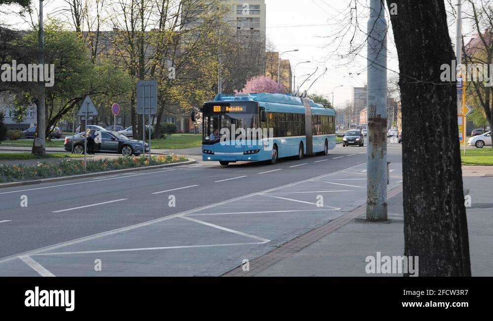 The Skoda 27Tr trolleybus of the DPO transportation company built using ...