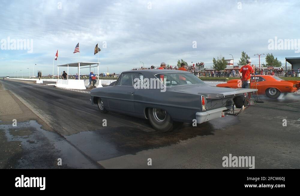 motorsports, drag racing, side by side burnout, nice and smoky Stock ...