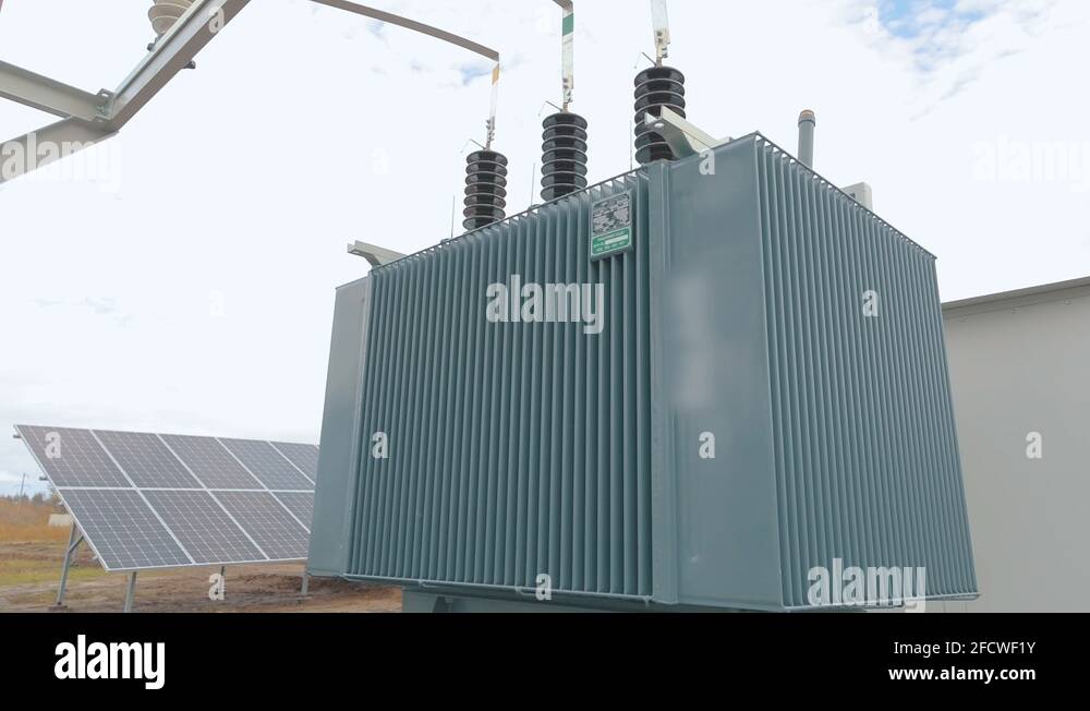 Transformer at a power plant, transformer at a solar power station ...