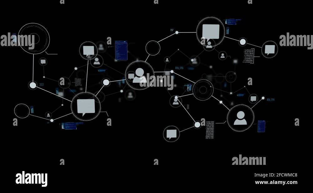 Network and data connections overlay on black - seamless loop - motion ...