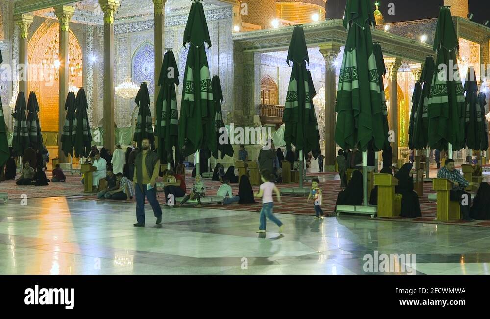 Tilt up to the domes of Kadhimiya Holy Shrine in Baghdad, Iraq Stock ...
