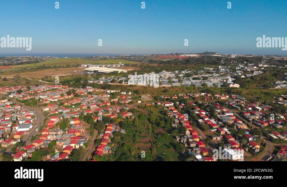 Arial view of a township, RDP houses in Shaka’s Head, near Ballito ...