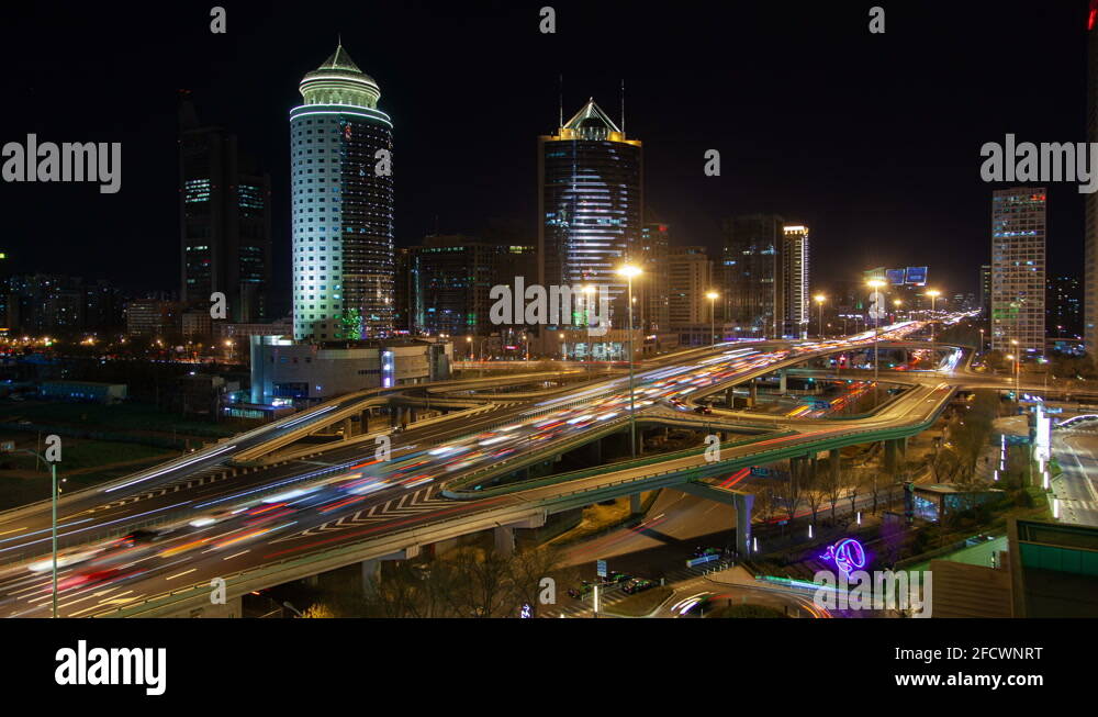 Chinese Beijing Downtown huge overpass interchange timelapse Stock ...