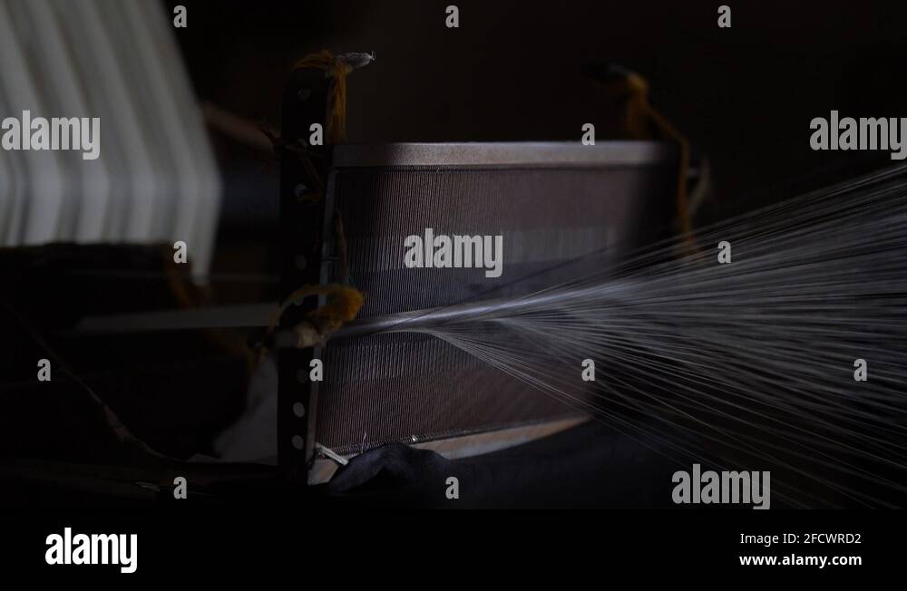 ;Cotton On A Weaving Machine During Manufacturing Process Stock Video ...