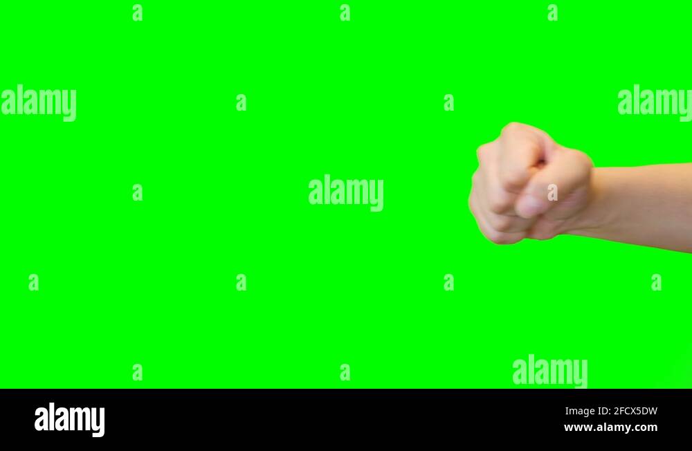 Manly Hand Fist punch enter and exit Green Screen Chroma key - One ...