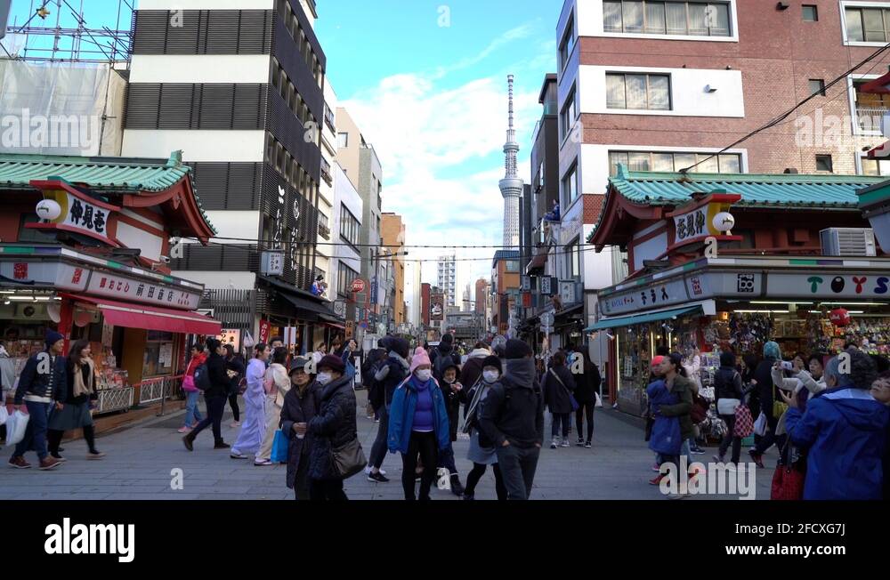Tokyo Japan, circa : crowded people around Sensoji Temple area in Tokyo ...