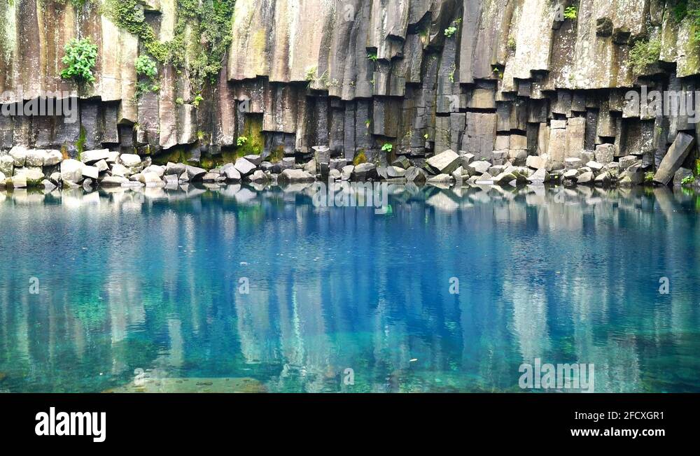 cheonjeyeon waterfalls in Jeju Isaland, South Korea Stock Video Footage ...