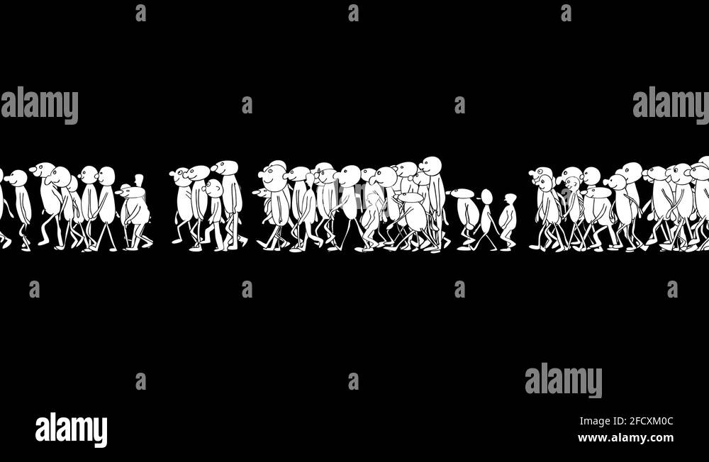 CARTOON CHARACTERS WALKS ON A BLACK SCREEN slow Stock Video Footage - Alamy