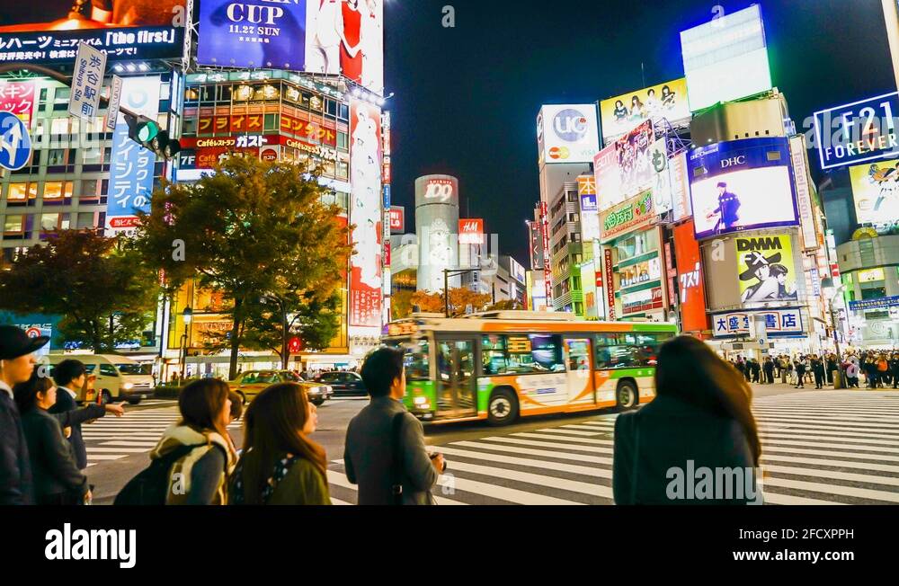Tokyo Japan, circa : timelapse crowded people at Shibuya in Tokyo ...