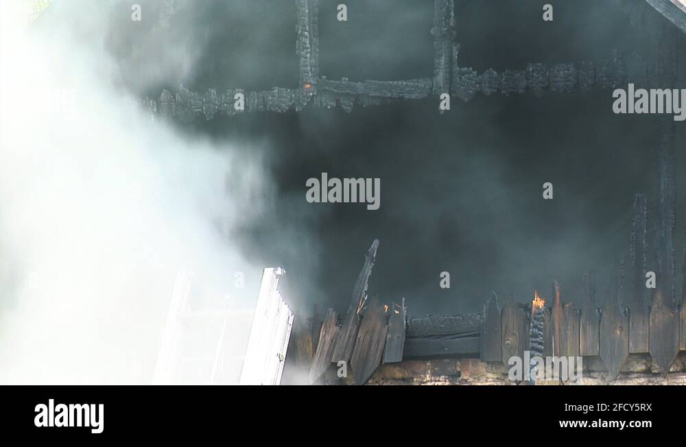 Exploding architecture damaged burning smoke house roof Stock Videos ...