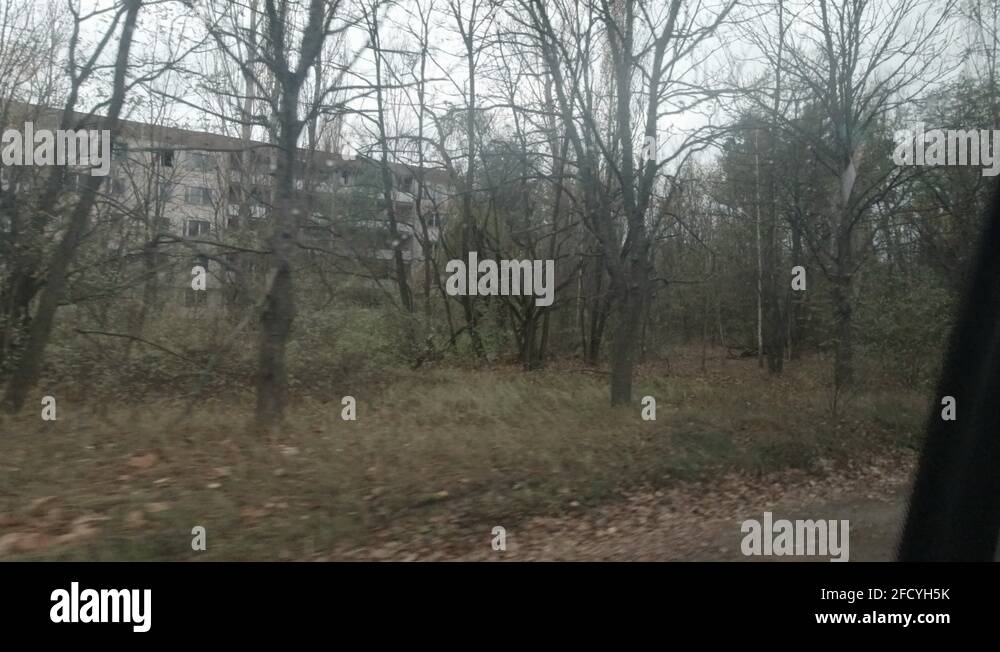 chernobyl prypiat abandoned radioation street with buildings Stock ...