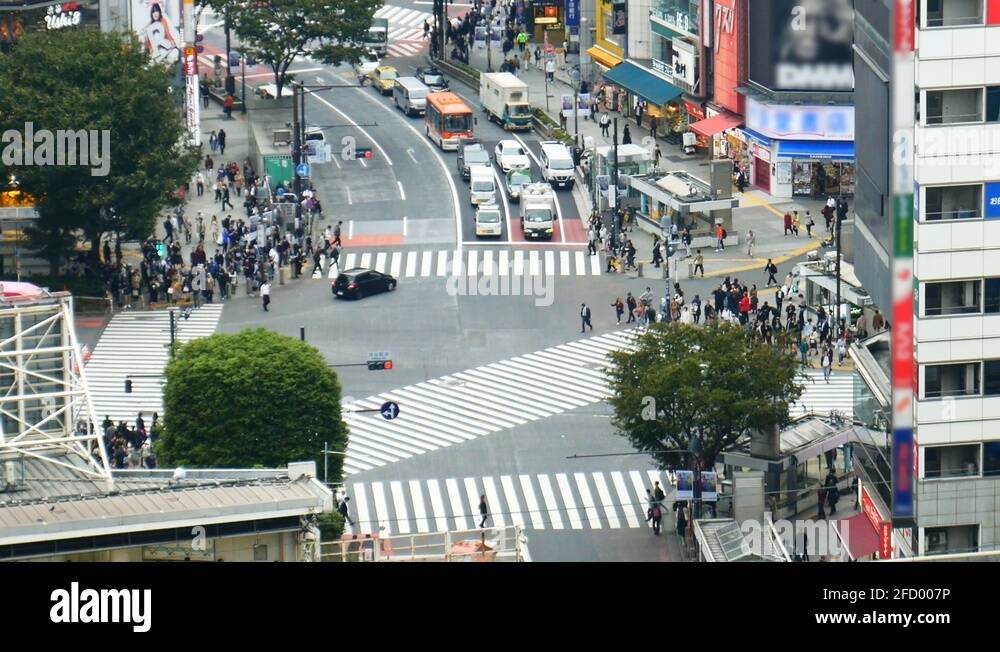 A View from Above of the Iconic Scramble Crossing in Shibuya, Tokyo ...