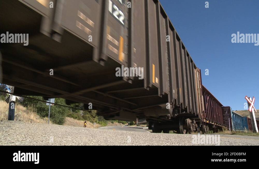 railroad, branch-line railroad freight train low angle Stock Video ...