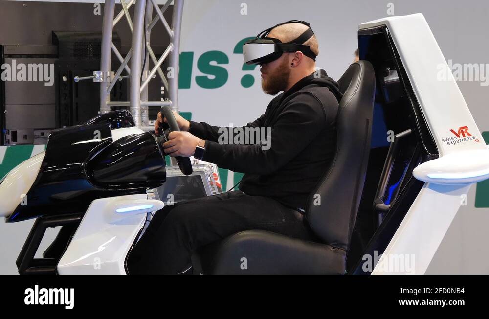 virtual reality 3d game simulator mans with a male player Stock Video ...