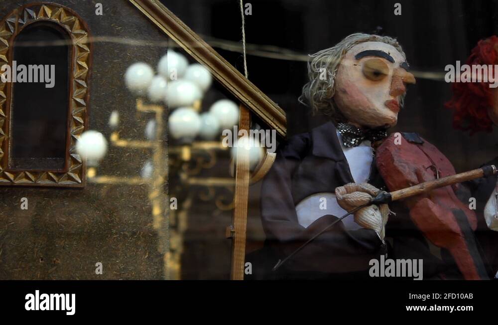 Old Handmade Puppets Made And Display With Musical Instruments In Yuriy ...