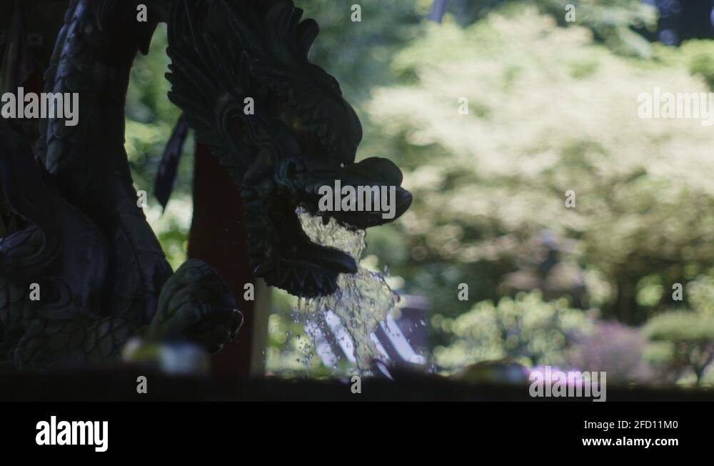 Beautiful Scenery of Dragon Water Fountain in Japan With Glorious Trees ...