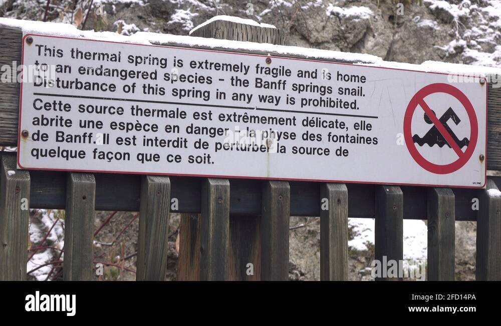 Thermal hot springs sign warning people to not disturb in Banff 4k ...