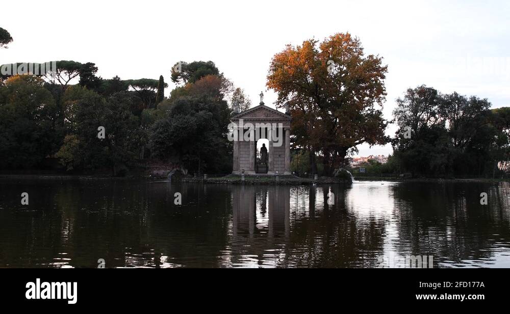 Lake in Rome with statue and birds flying 4k slow motion Stock Video ...