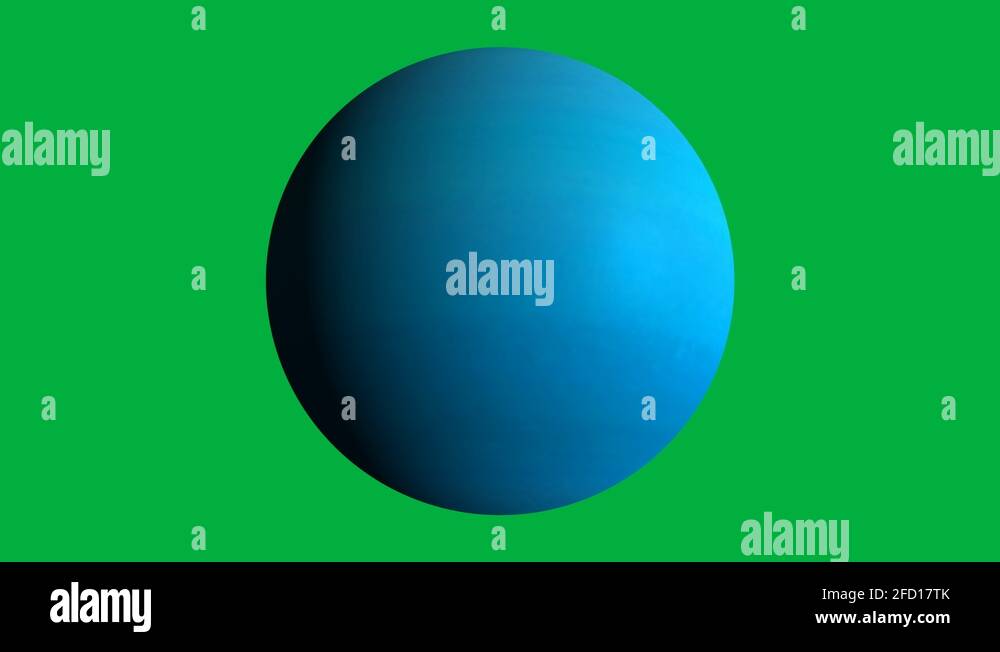 Uranus CG green screen, green background with blue planet spinning ...