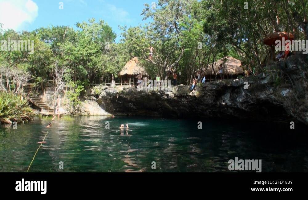 Cave in underground water of underwater Yucatan Mexico cenotes Stock ...