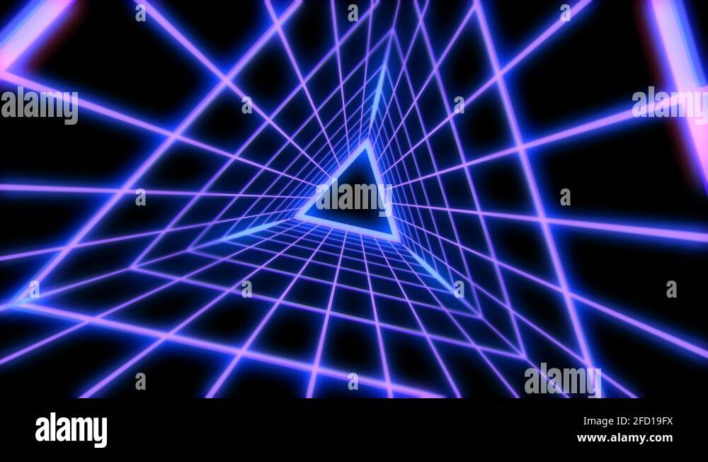 Retro Futuristic 80s Vaporwave Triangle Grid Synthwave Tunnel Stock ...