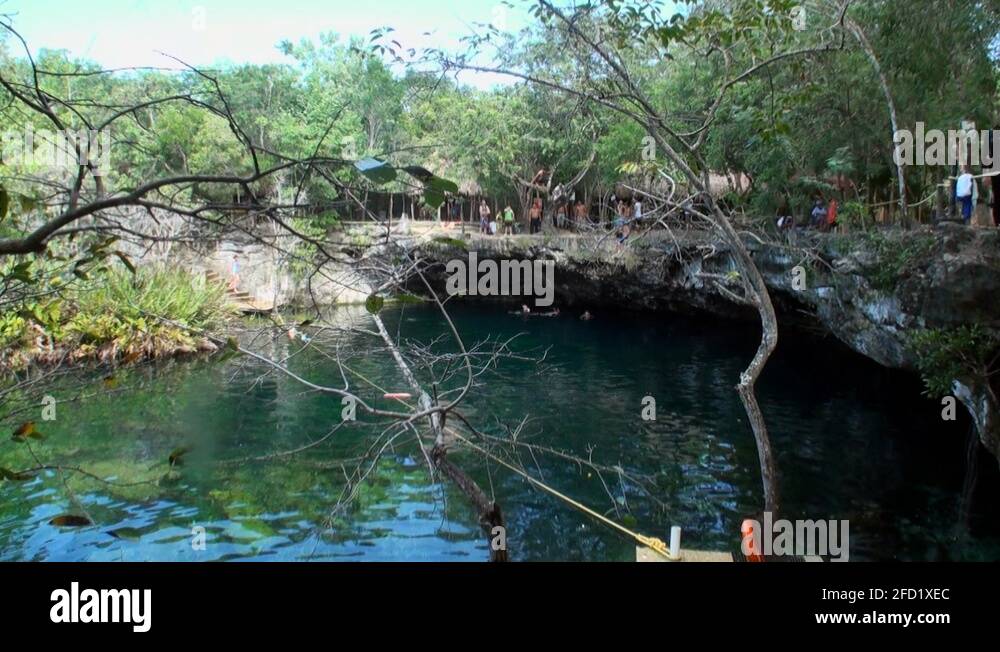 Cave in underground water of underwater Yucatan Mexico cenotes Stock ...