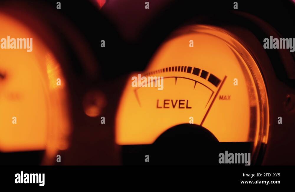Analog Vintage Dial Indicator of Sound Signal Level. VU meters. Classic ...