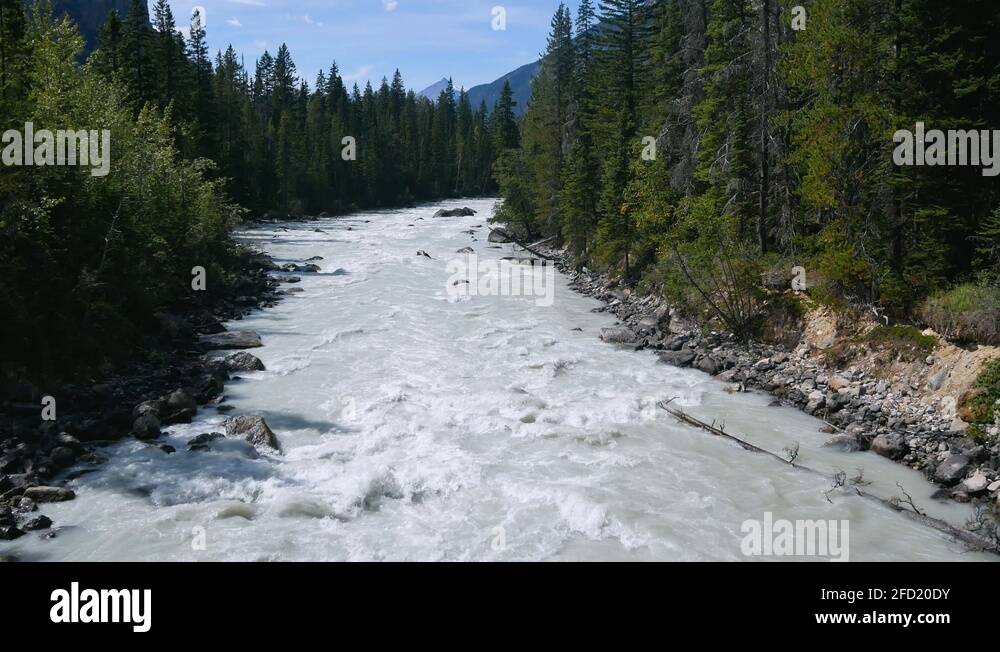 waterflow in yoho valley river in summer daytime in Yoho National Park ...