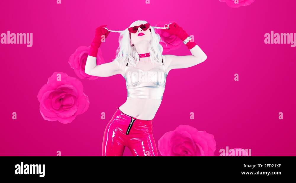 Animation gif design. Clubbing style. Girl and flowers background Stock ...